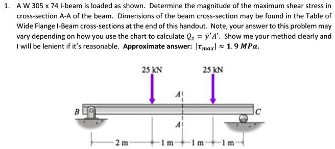 SOLVED: A W305x74 I-beam is loaded as shown. Determine the magnitude of ...