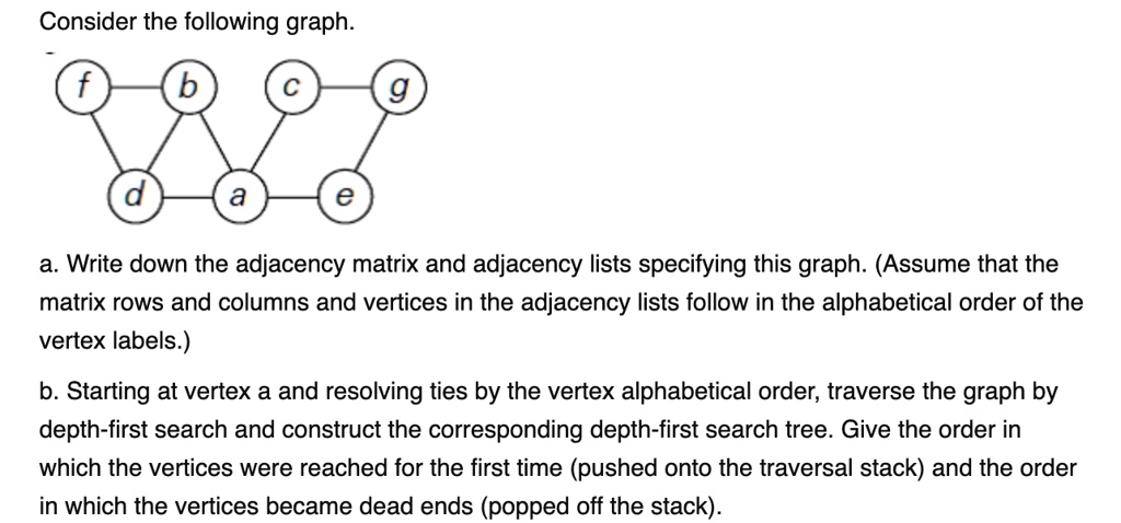 SOLVED: Can you please solve this question please Consider the following graph. a. Write down ...
