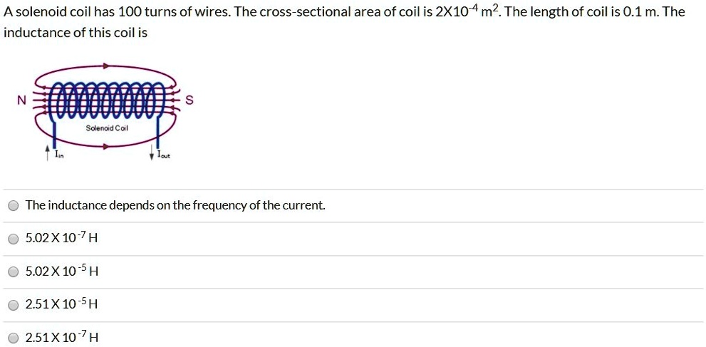 A solenoid coil has 100 turns of wires. The cross-sectional area of ...