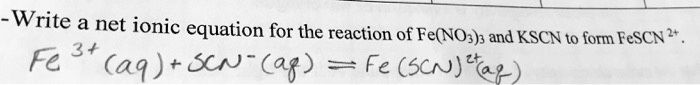 SOLVED: Write a net ionic equation for the reaction of Fe(NO3)2 and ...
