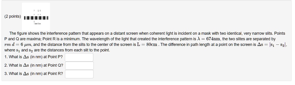 SOLVED: points) The figure shows the interference pattern that appears ...