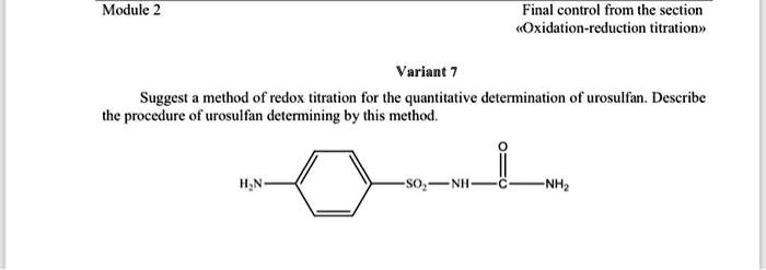 Module final control from the section oxidation reduction...