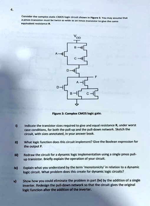 Solved Consider The Complex Static Cmos Logic Circuit Shown In Figure 3 You May Assume That A