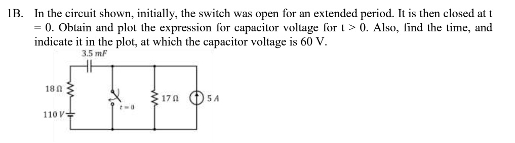 SOLVED: IB In the circuit shown; initially, the switch was open for an extended period. It is ...