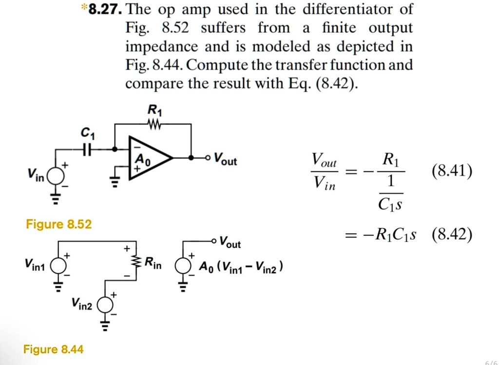 SOLVED: *8.27. The op amp used in the differentiator of Fig. 8.52 ...