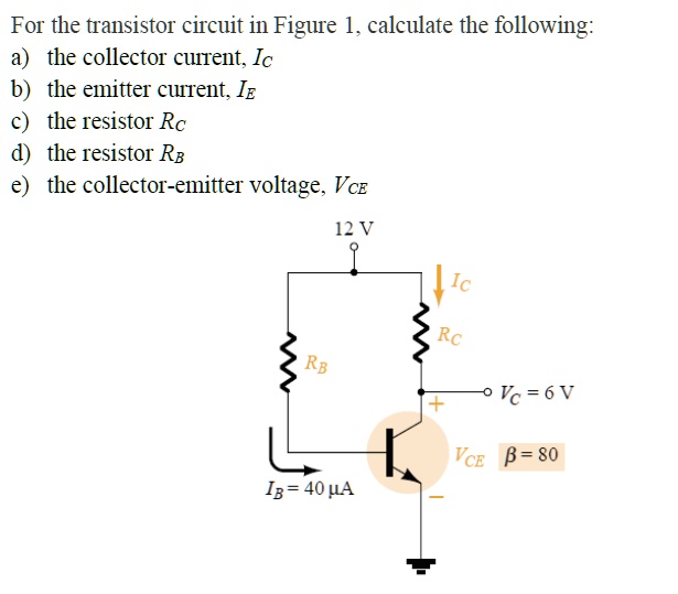 Solved For The Transistor Circuit In Figure 1 Calculate The Following