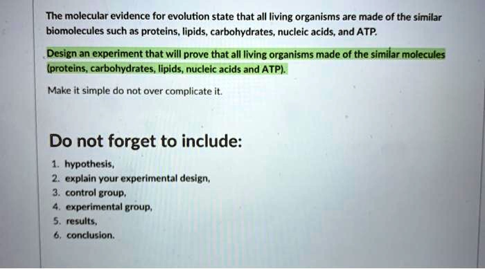 SOLVED: The molecular evidence for evolution state that all living ...