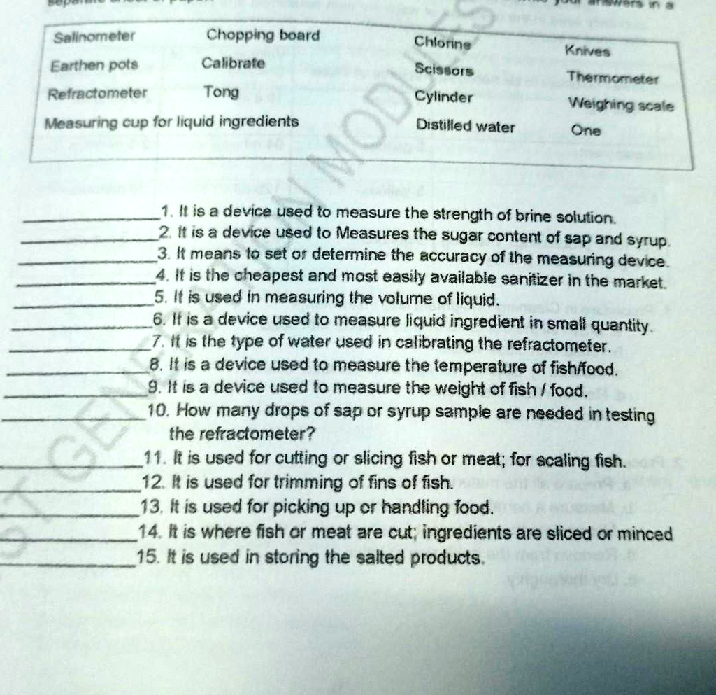 SOLVED: A device used to measure the strength of brine solution. It is ...