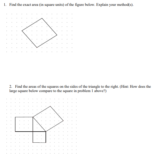1. Find the exact area (in square units) of the figure below. Explain ...