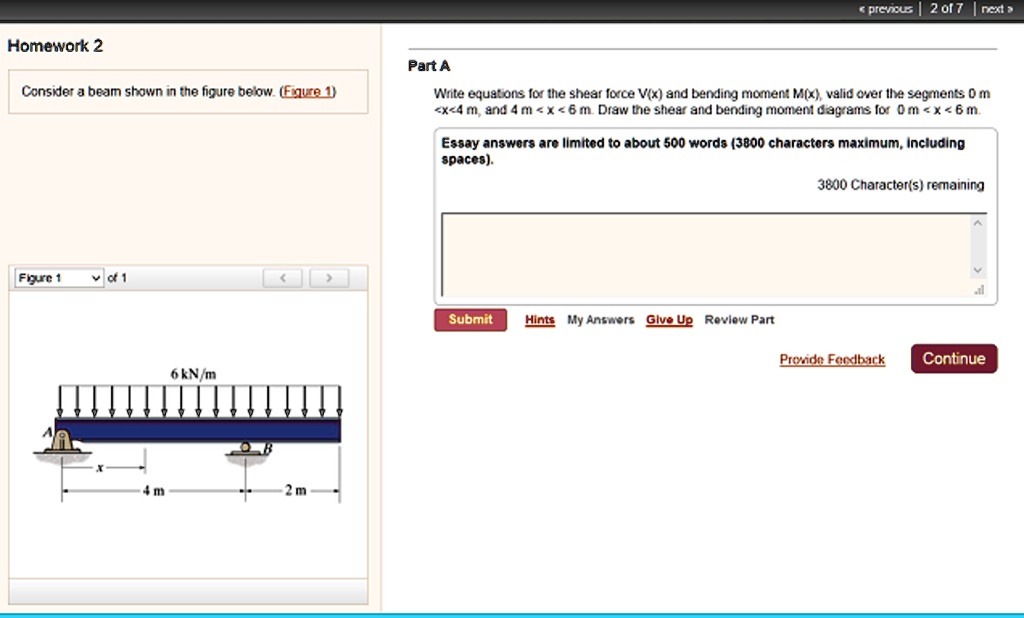 consider a beam shown in the figure below write equations for the shear ...
