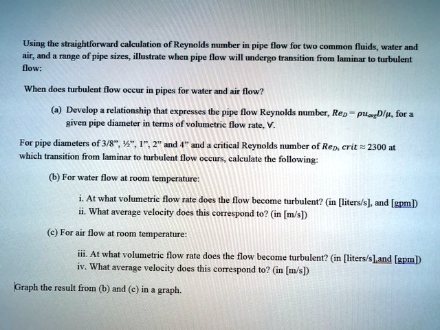 SOLVED: Using the straightforward calculation of Reynolds number in ...