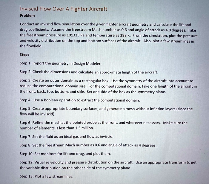 SOLVED: Inviscid Flow Over a Fighter Aircraft Problem Conduct an ...
