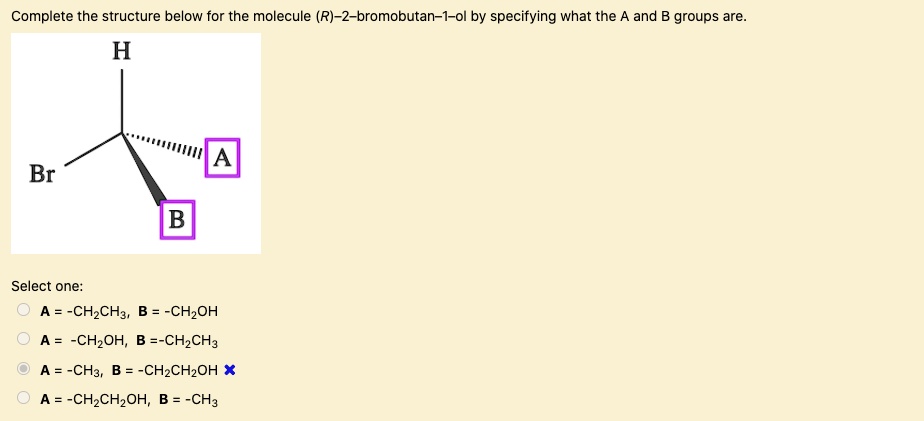 SOLVED: Complete the structure below for the molecule (R)-2-bromobutan ...