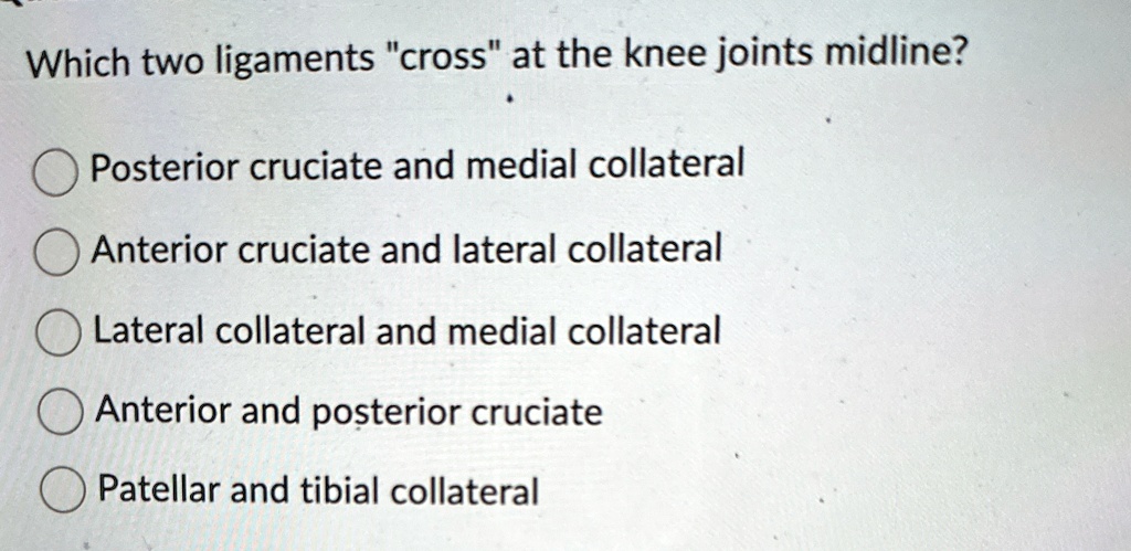 Which two ligaments "cross" at the knee joints midline? Posterior ...