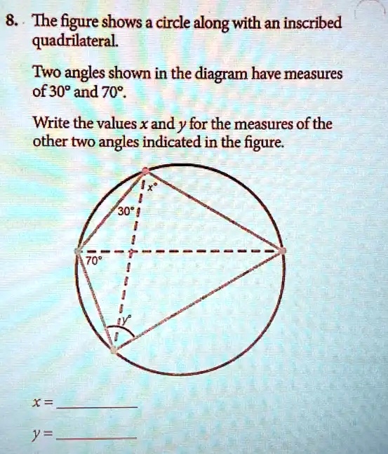 8 the figure shows a circle along with an inscribed quadrilateral two ...
