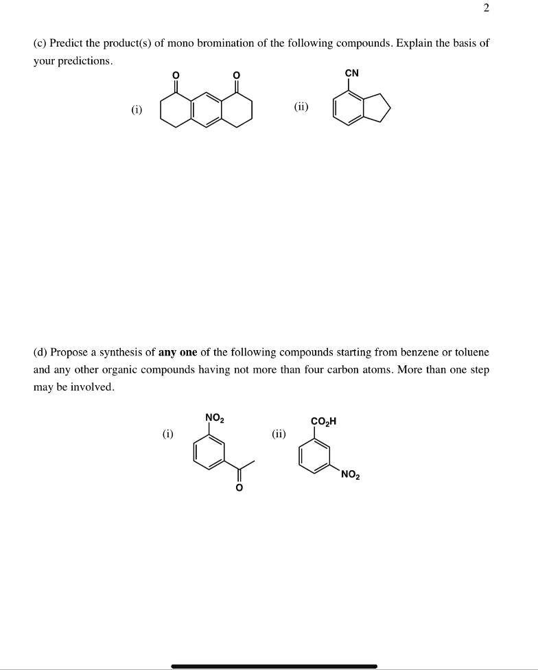 C Predict The Products Of Mono Bromination Of The Following Compounds