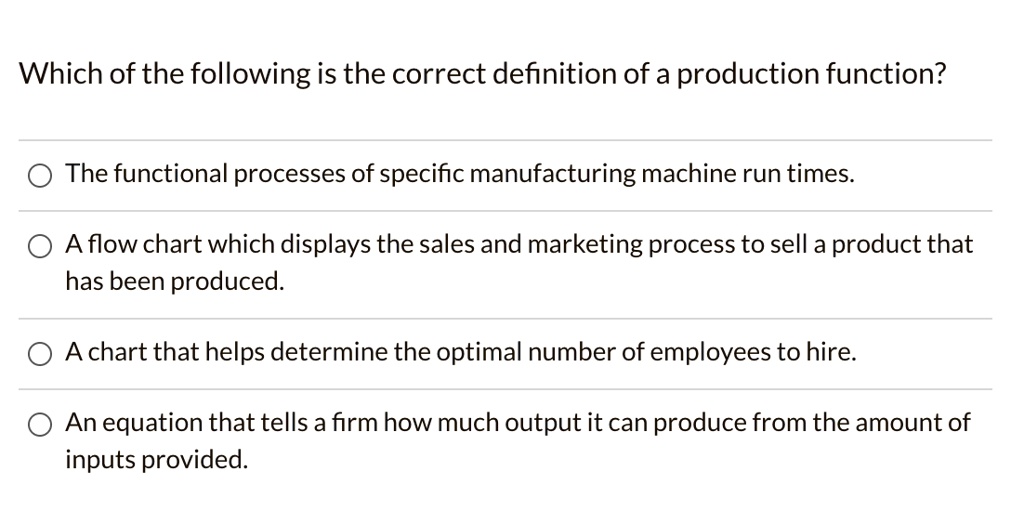 SOLVED: Which of the following is the correct definition of a ...