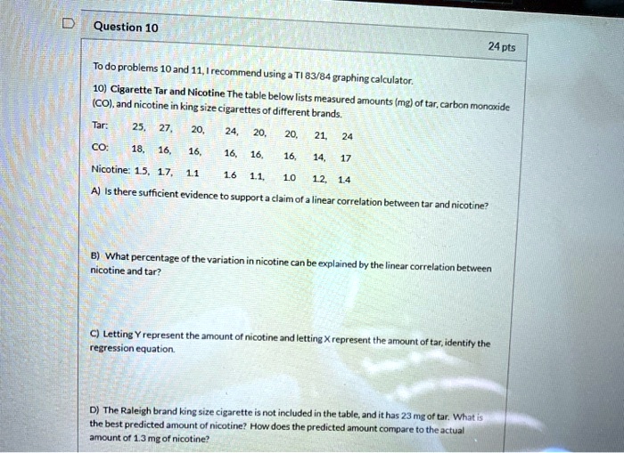 question 10 24 pts to do problems 10and 11 recommend using a ti 8384 ...