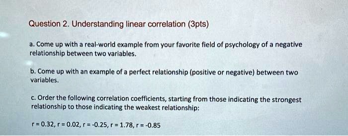 SOLVED:Question 2. Understanding linear correlation (3pts) Come up with ...