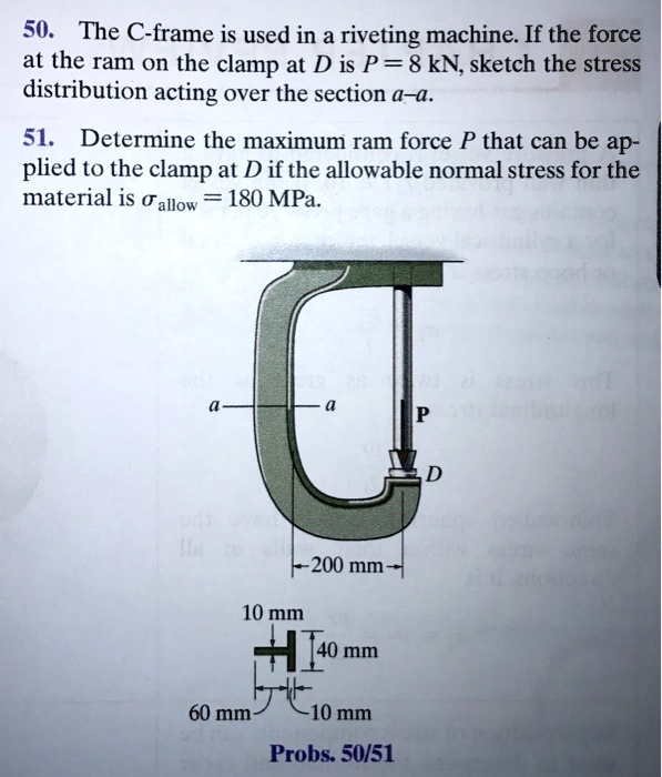 [GET ANSWER] 50. The C-frame is used in a riveting machine. If the ...