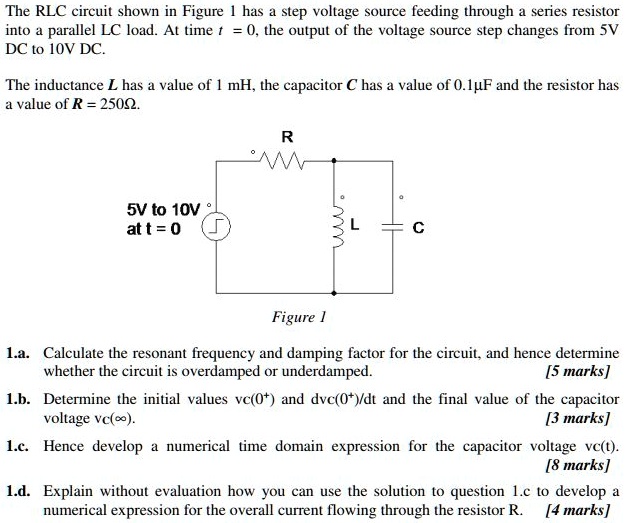 The RLC circuit shown in Figure 1 has a step voltage source...
