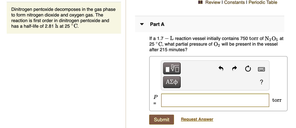 SOLVED:Review Constants Periodic Table Dinitrogen pentoxide decomposes in the gas phase to form ...