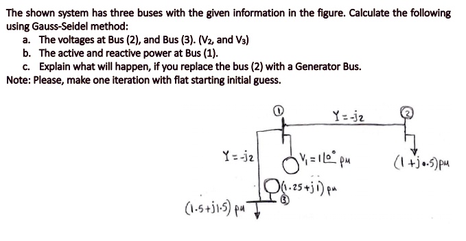 SOLVED: The shown system has three buses with the given information in the figure. Calculate the ...