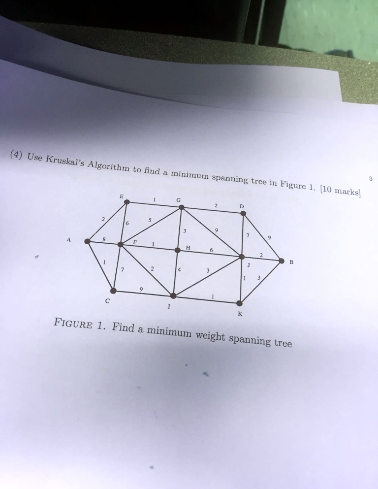 use kruskal8 algorithm find minimum spanning tree in figure 1o marks ...