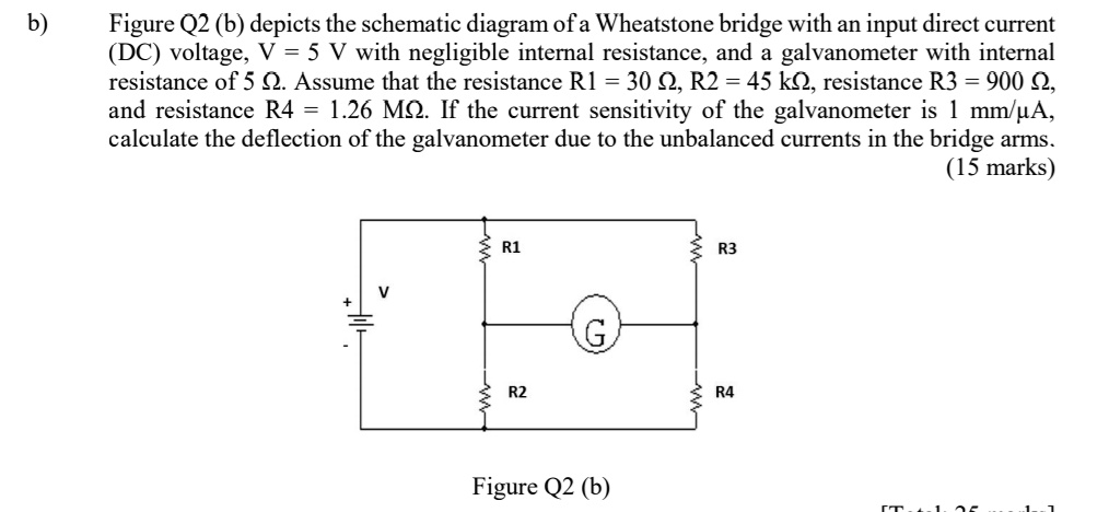 SOLVED: Figure Q2 (b) depicts the schematic diagram of a Wheatstone ...