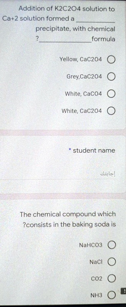SOLVED: Addition of K2C2O4 solution to Ca+2 solution formed a ...