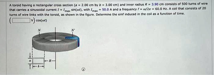 SOLVED: A toroid having a rectangular cross section with dimensions a ...