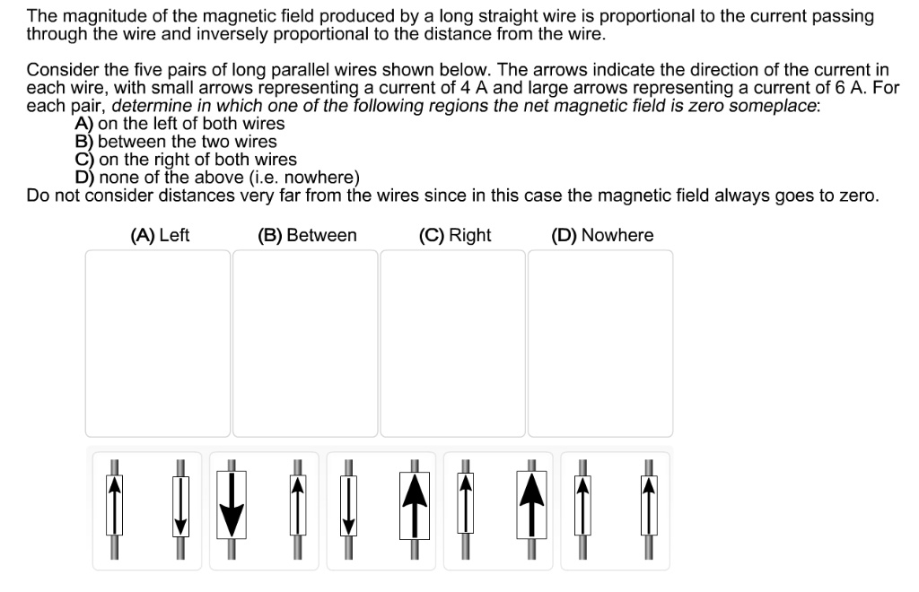 The magnitude of the magnetic field produced by a long straight wire is ...