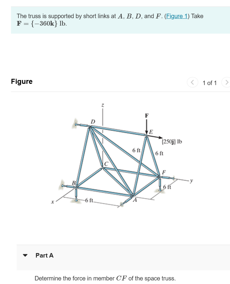 the truss is supported by short links at a b d and f figure 1 take mathbff 360 mathbfk mathrmlb ...