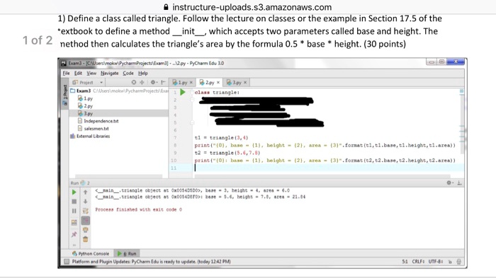 Solved Define A Class Called Triangle Follow The Lecture On Classes Or The Example In Section 5487