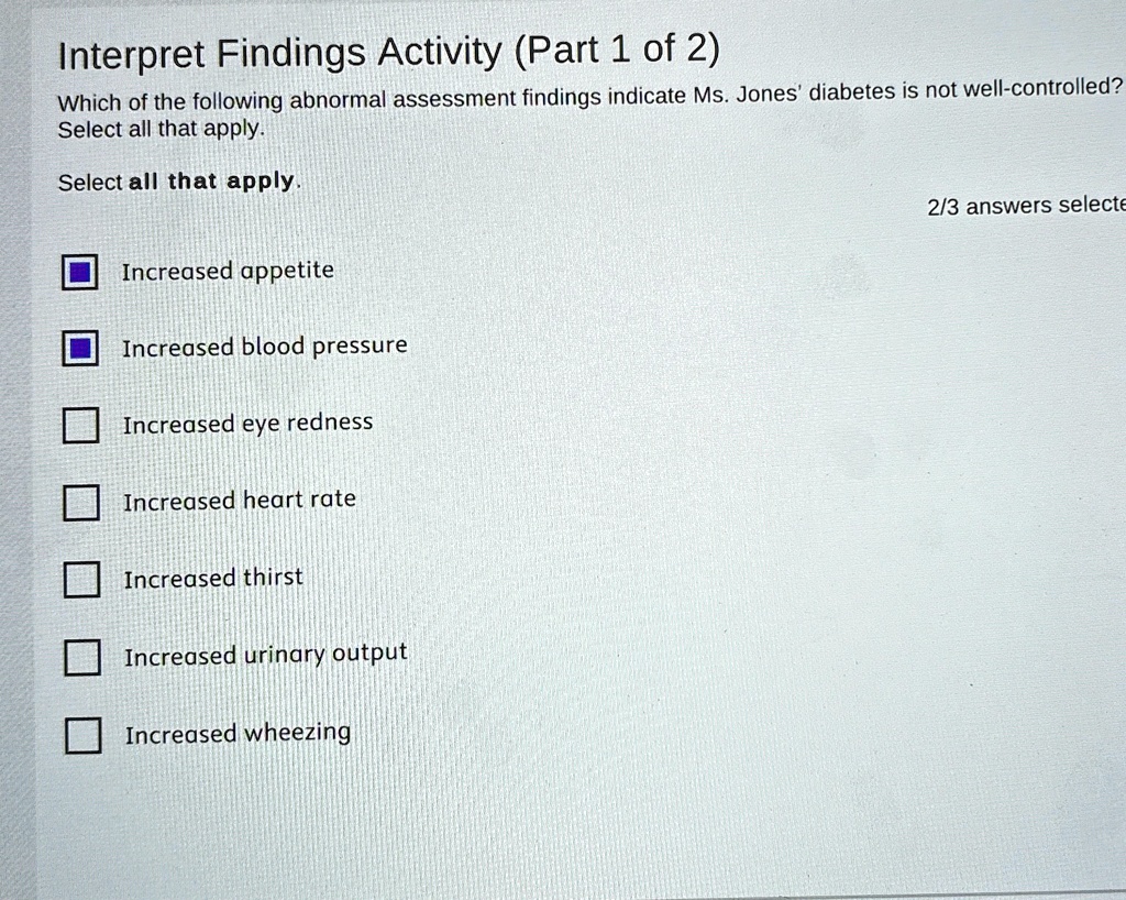 interpret findings activity part 1 of 2 which of the following abnormal ...