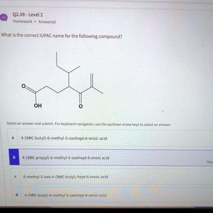 q259 level 2 homework answered what is the correct iupac name for the following compound oh ...