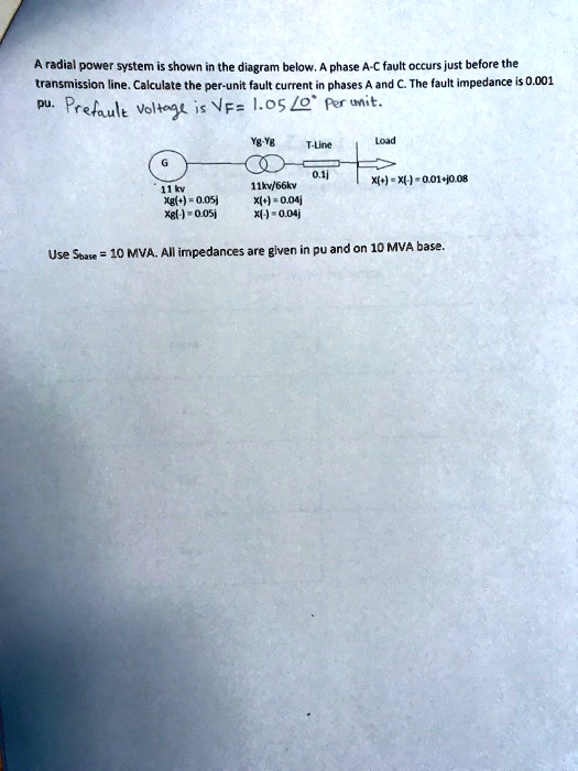 A radial power system is shown in the diagram below. A phase A-C fault ...
