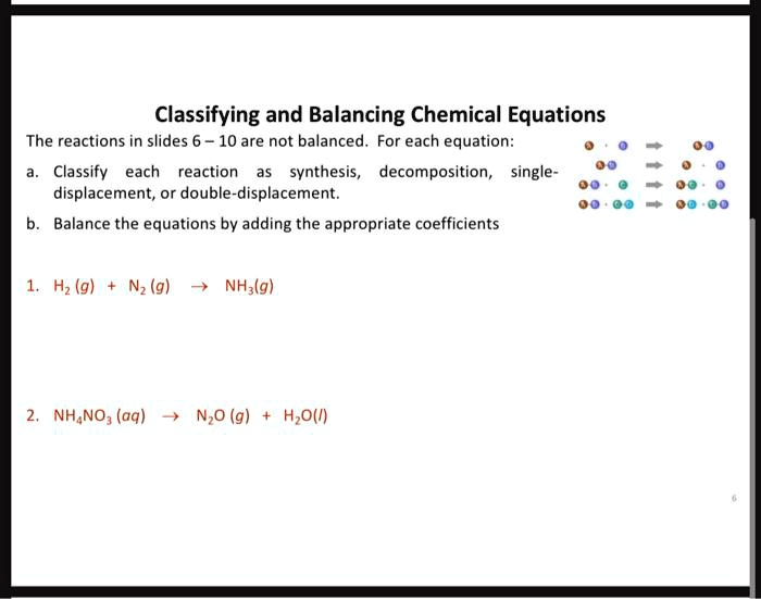 SOLVED:Classifying and Balancing Chemical Equations The reactions in ...