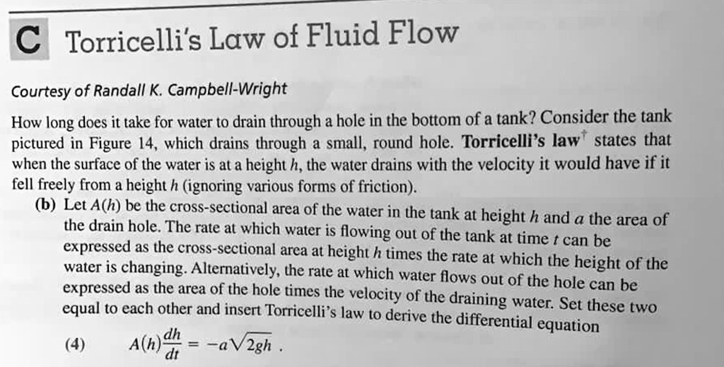 c torricellis law of fluid flow courtesy of randall k campbell wright ...