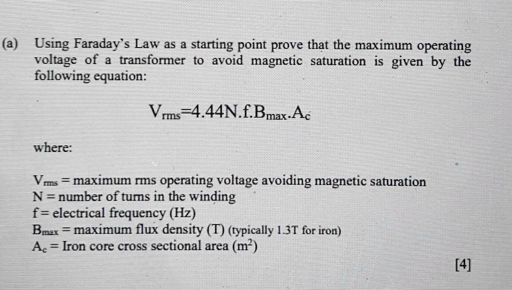 (a) Using Faraday's Law as a starting point prove that the maximum ...