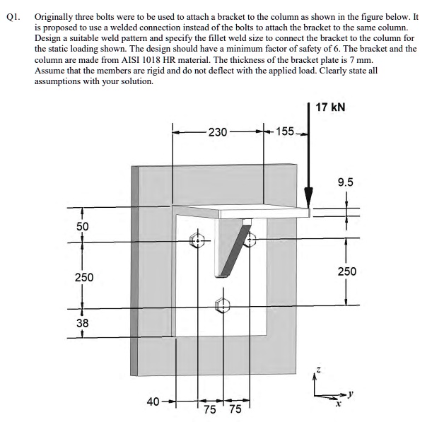 SOLVED: Originally three bolts were to be used to attach a bracket to ...