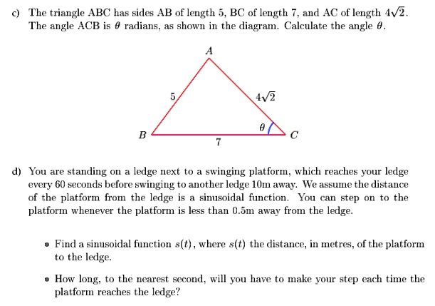 SOLVED: The triangle ABC has sides AB of length 5, BC of length x, and ...