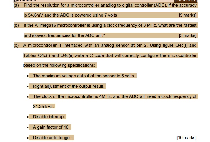 SOLVED: Find the resolution for a microcontroller analog to digital converter (ADC), if the ...