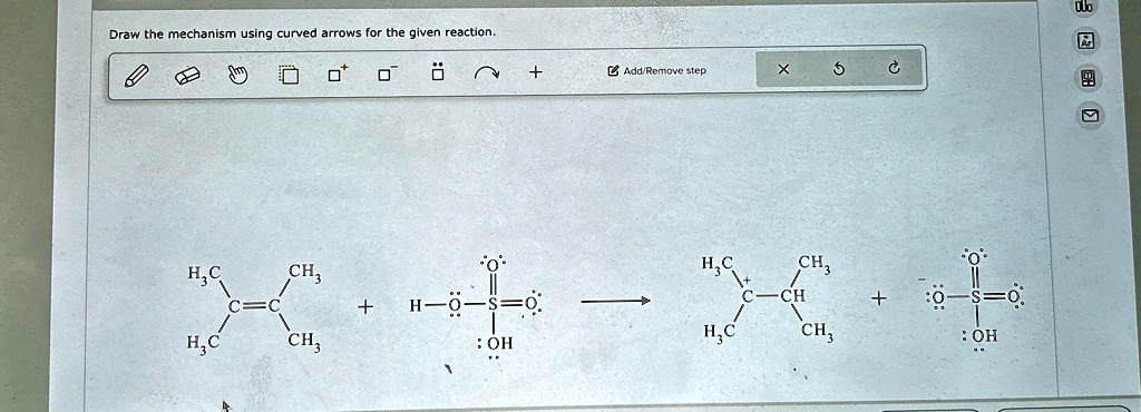 draw the mechanism using curved arrows for the given reaction h3c ch3 c h2c ch3 h o so oh h3c ch ...