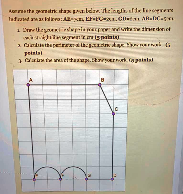SOLVED:Assume the geometric shape given below: The lengths of the line ...
