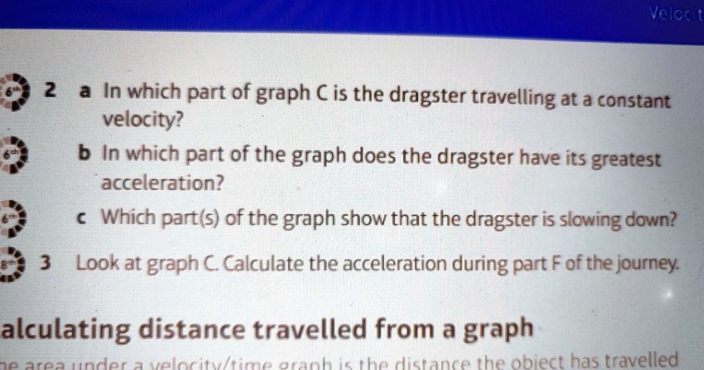 Velocit 2 a in which part of graph is the dragster...