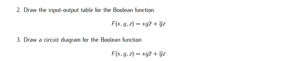 Solved 2 Draw The Input Output Table For The Boolean Function Fxyz Xyz Yz 3 Draw A