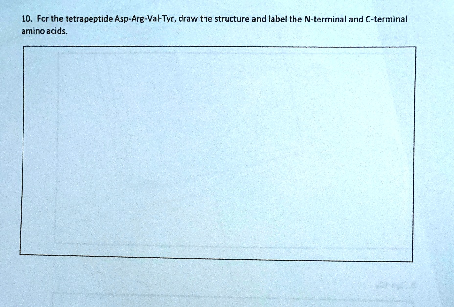 SOLVED: 10. For the tetrapeptide Asp-Arg-Val-Tyr, draw the structure ...