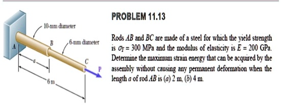SOLVED: PROBLEM 11.13 10-mm diameter Rods AB and BC are made of steel for which the yield ...