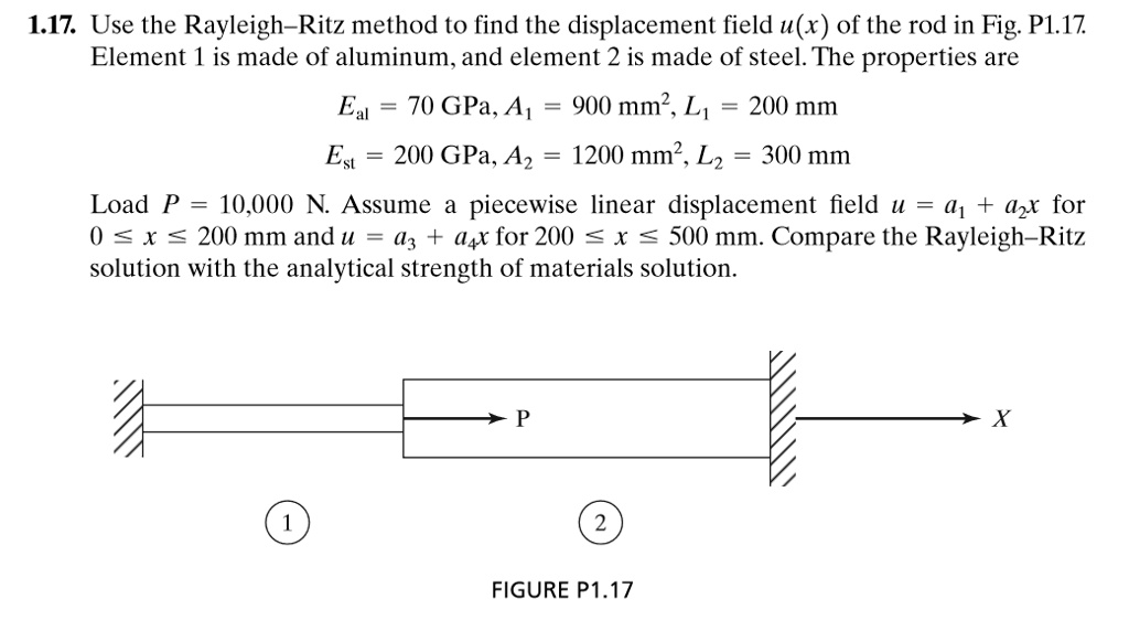 [GET ANSWER] 1.17. Use the Rayleigh-Ritz method to find the ...
